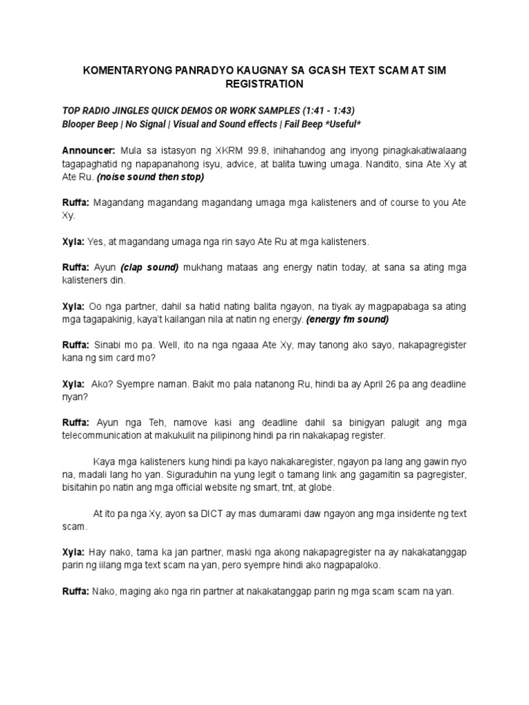 Radyo Script Final Hehe | PDF