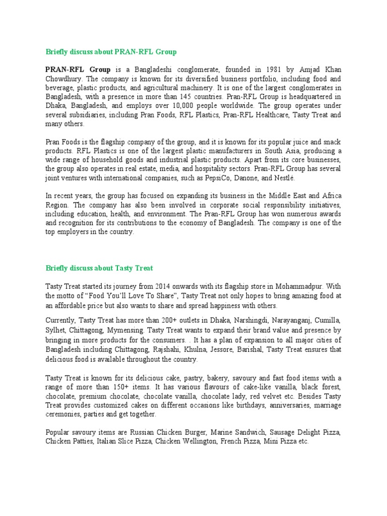 Briefly Discuss About PRAN | Download Free PDF | Pricing | Inventory