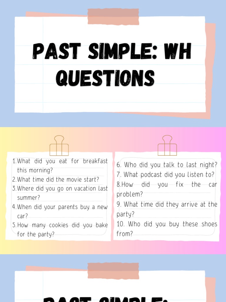 WH Questions in The Simple Past | PDF
