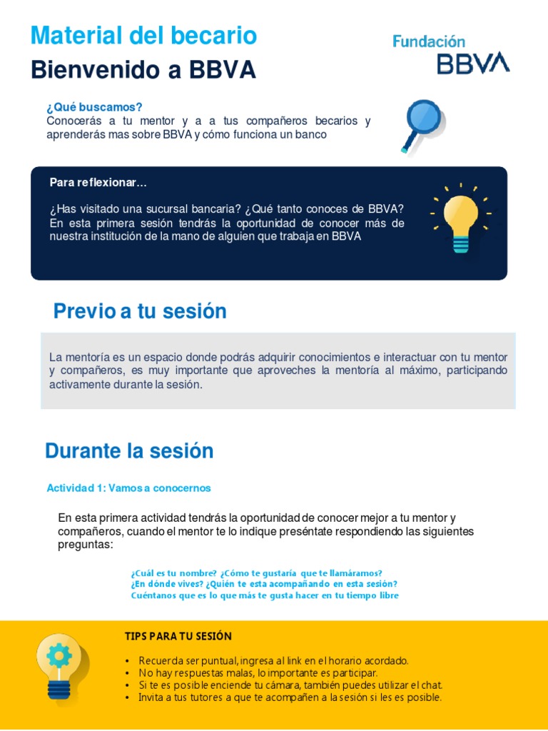Sesión1 BienvenidoalaBanca Becario Mentoria2021 | PDF