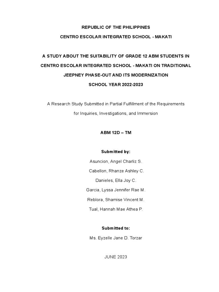 A Study About The Suitability of Grade 12 Abm Students On Traditional ...