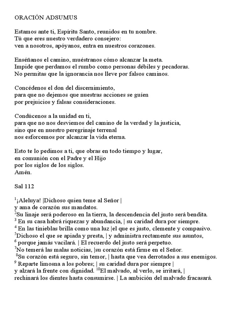 ORACIÓN ADSUMUS | PDF