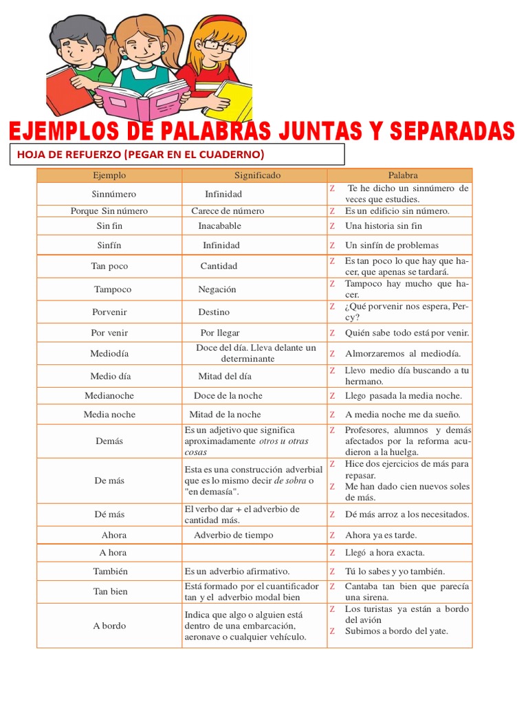 I Práctica de Palabras Juntas y Separadas | PDF | Adverbio | Sintaxis