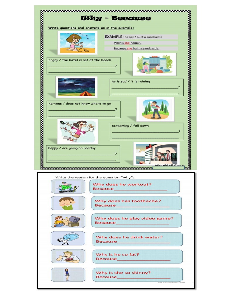 Worksheet On Grammar - why-BECAUSE | PDF