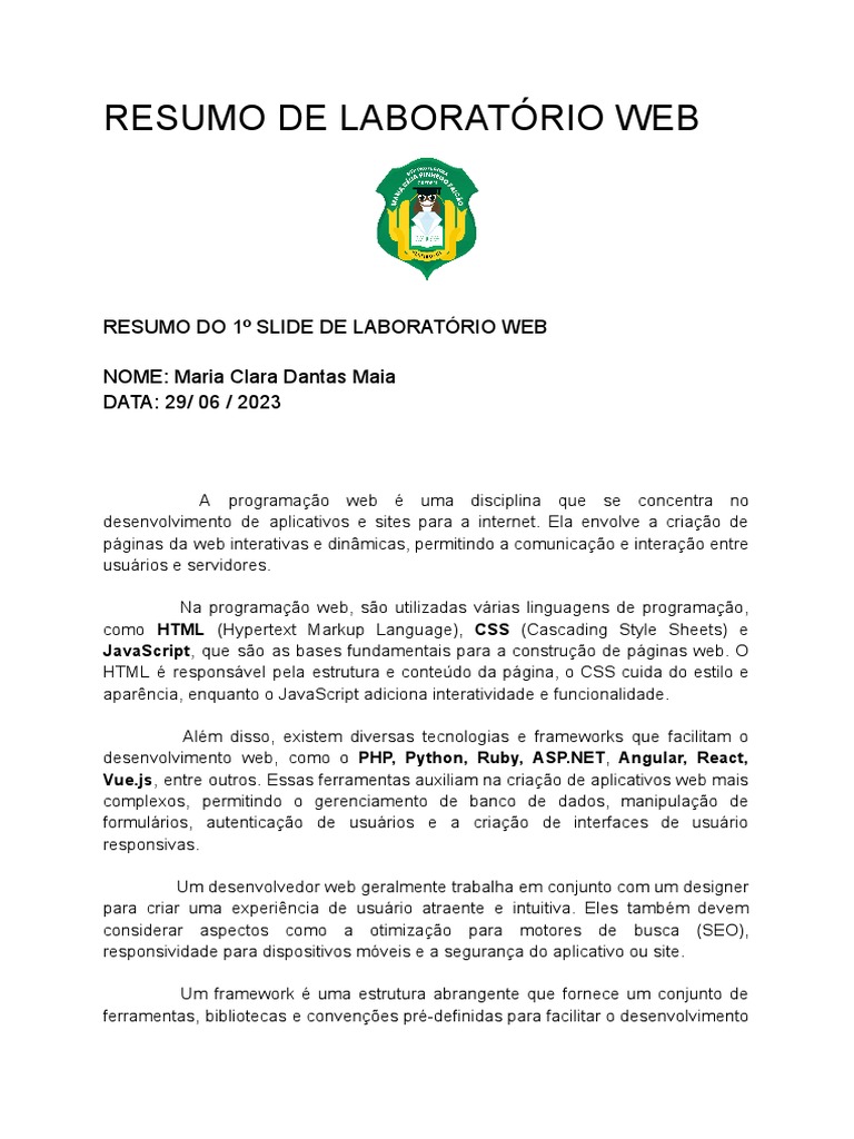Resumo de Programação Web | PDF | Rede mundial de computadores ...