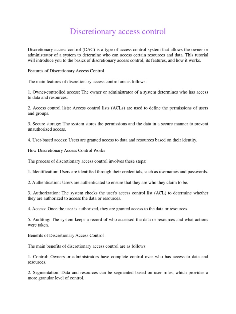 Discretionary access control | PDF