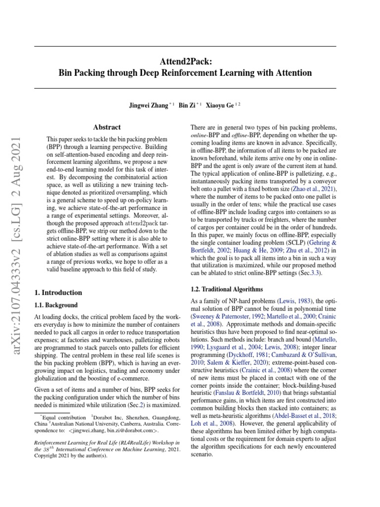 Attend2Pack Bin Packing Through Deep Reinforcement Learning With ...