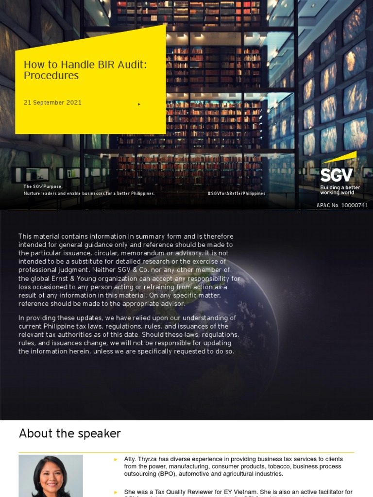 BIR Audit Procedures Guide | PDF | Taxes | Tax Return (United States)