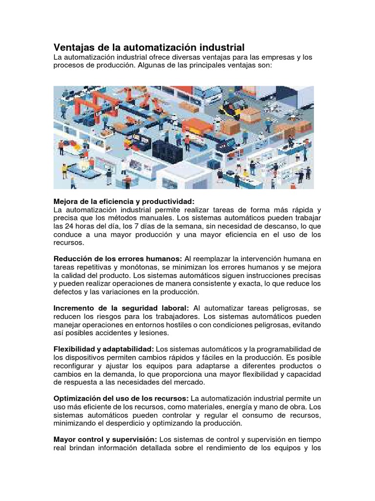 Ventajas y Desventajas de La Automatización Industrial | PDF