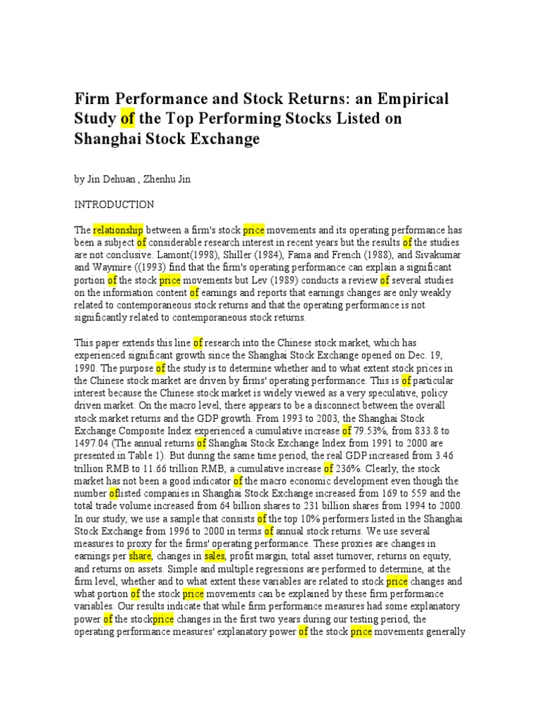 Firm Performance and Stock Returns Analysis | PDF | Coefficient Of ...