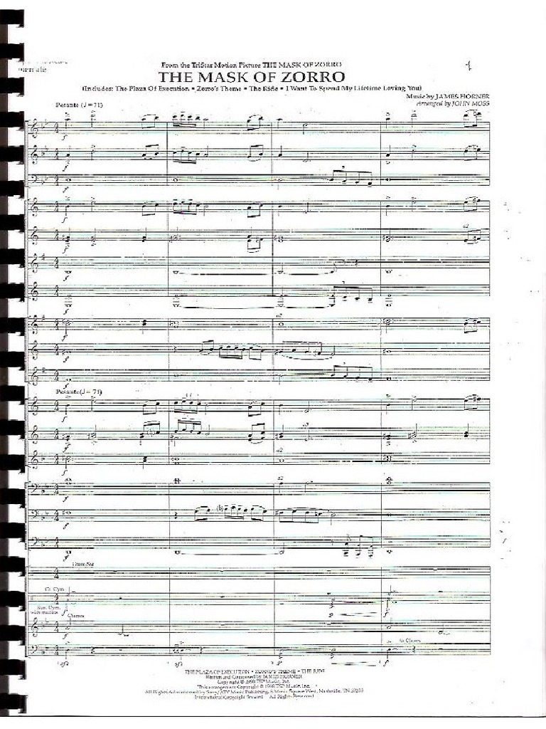 THE MASK OF ZORRO - (Direzione) - James Horner-Arr John Moss | PDF