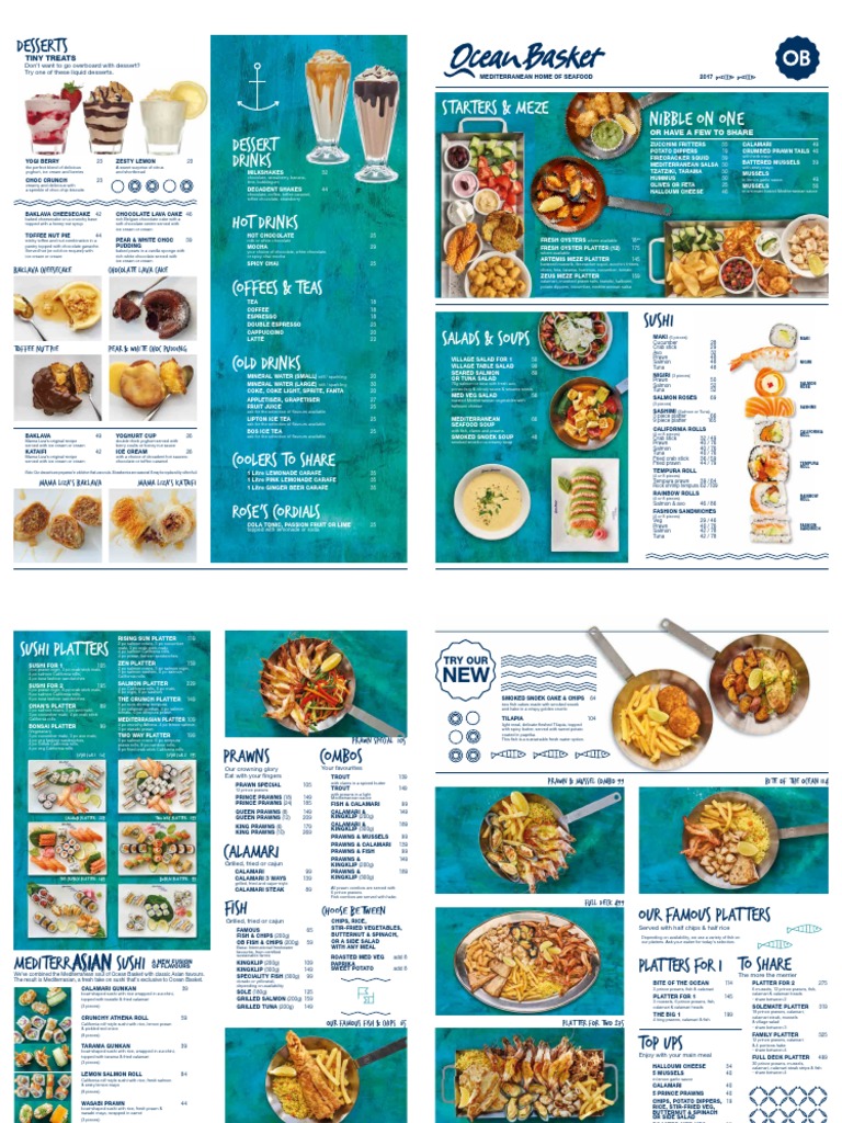 Ocean Basket Menu Overview 2024 | PDF | Sushi | Desserts