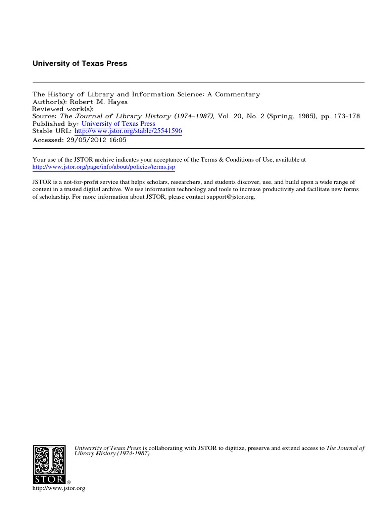 History of Library and Information Science A Commentary | PDF | System ...