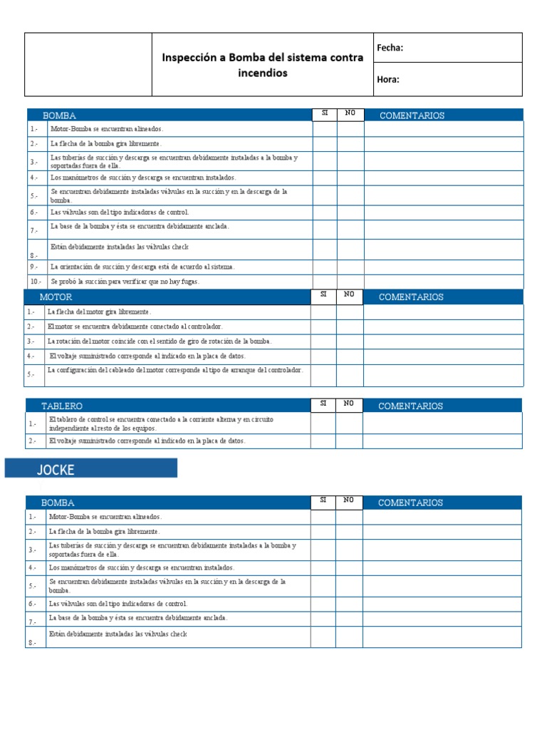 Inspección A Bomba SCI | PDF | Bomba | Ingenieria Eléctrica