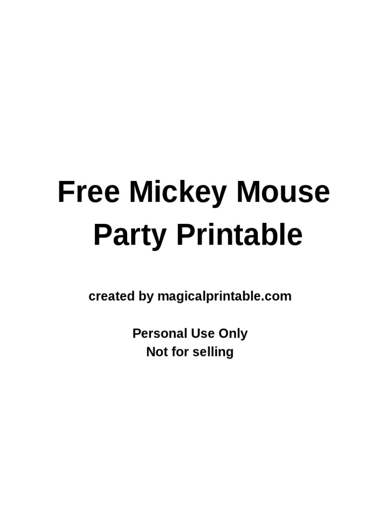 Free PDF Mickey Mouse Party Printable | PDF