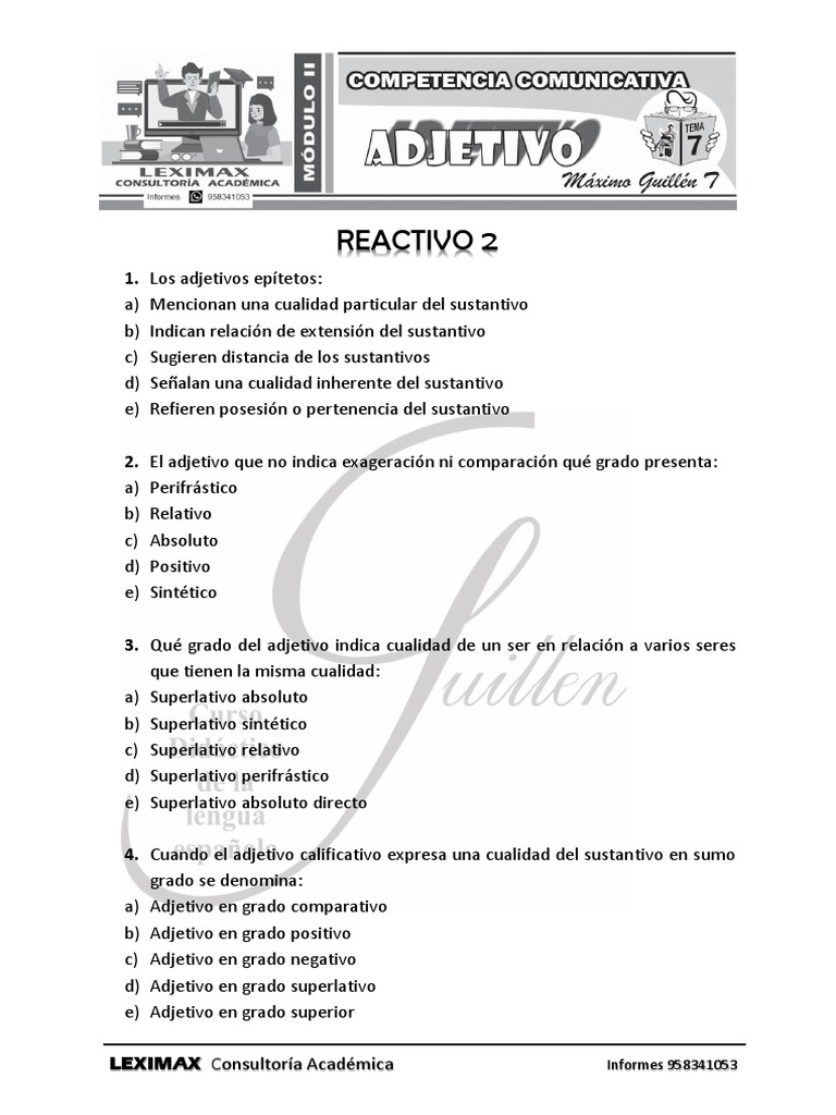 Adj React 2 | PDF | Adjetivo | Sustantivo