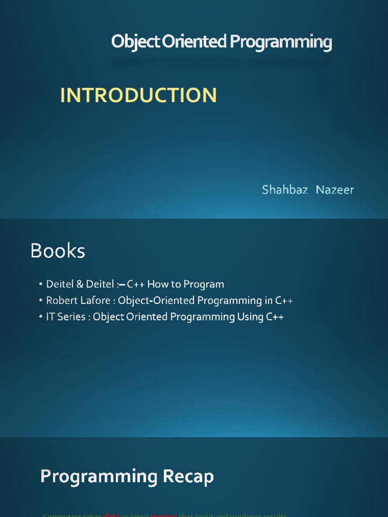 Oop Introduction Pdf Class Computer Programming Method Computer Programming