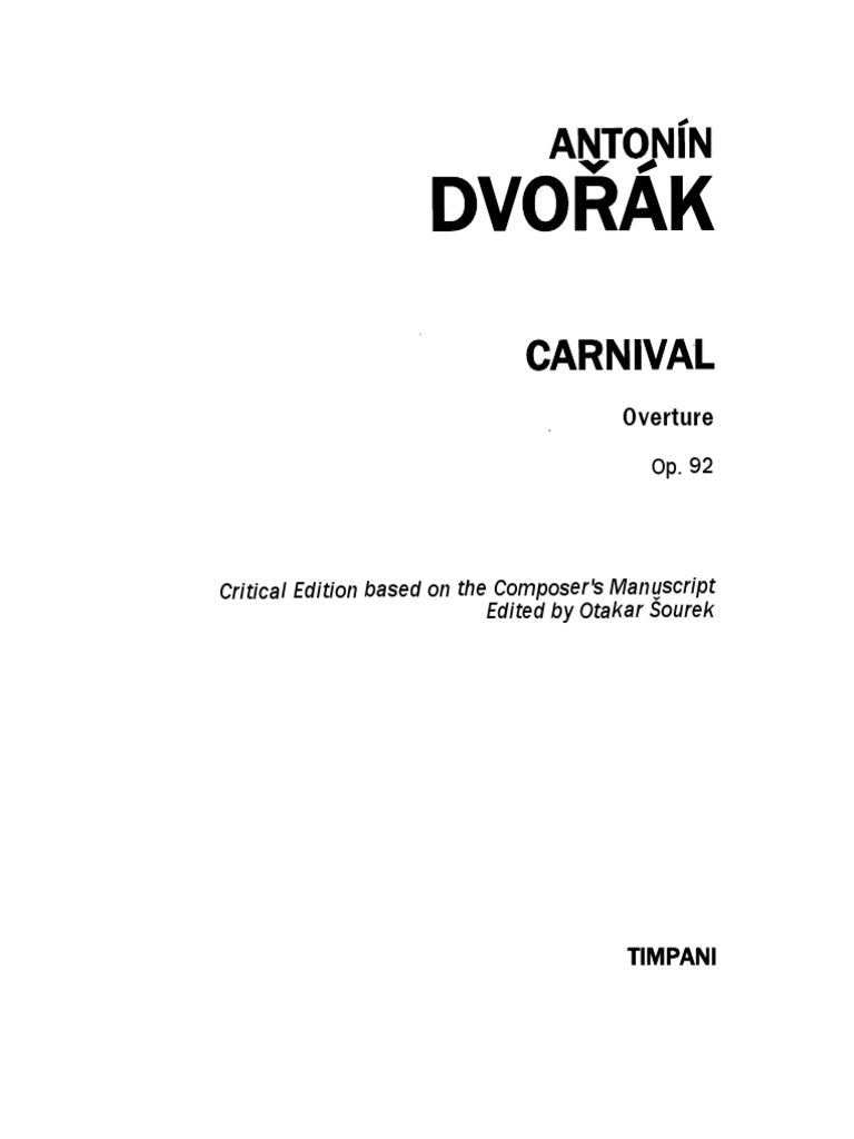 DVORAK - CARNIVAL OVERTURE, OP. 92 (SOUREK) - Timpani | PDF
