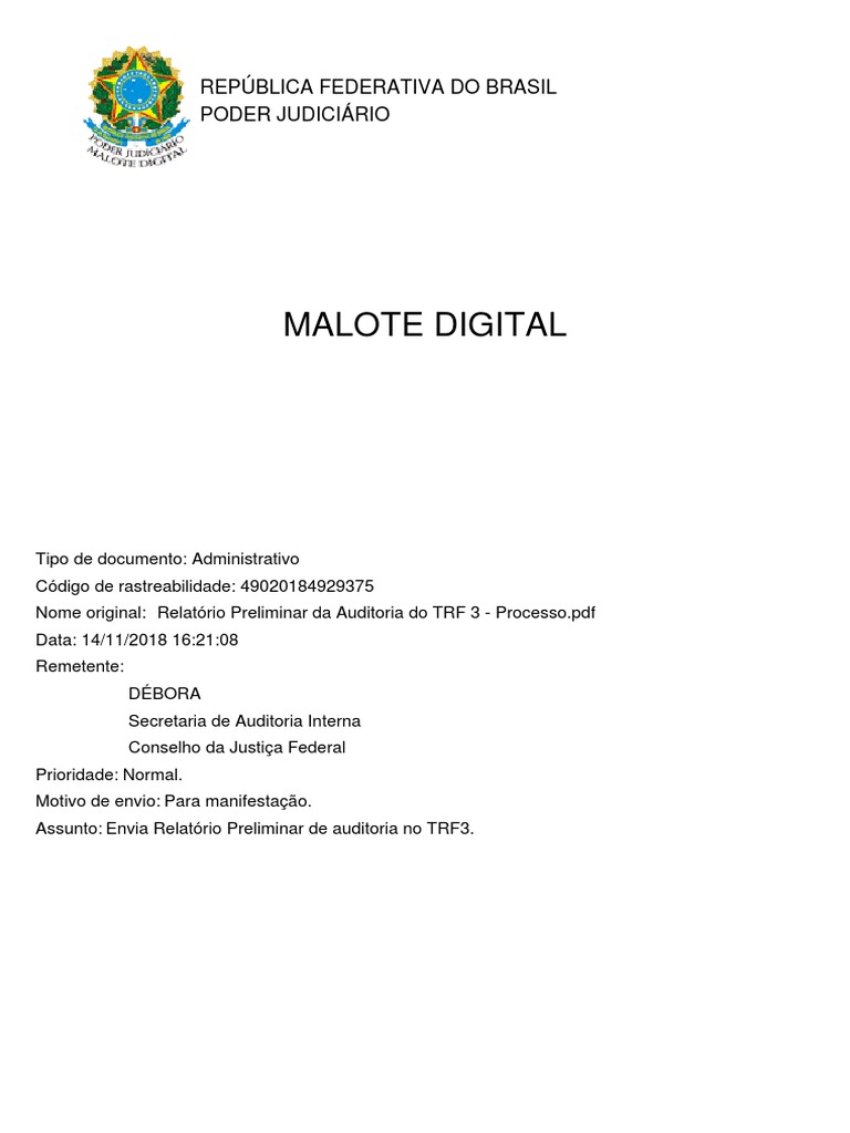 Relatorio_Preliminar_da_Auditoria_do_TRF_3___Processo | PDF | Orçamento