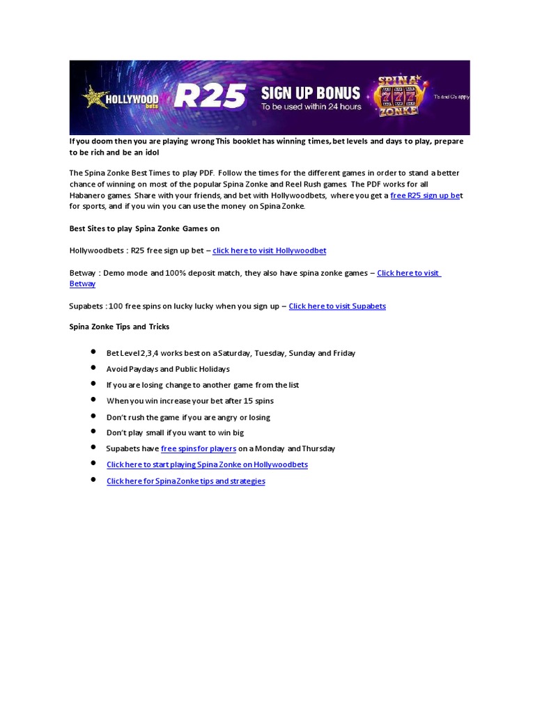 Spina Zonke Best Times To Play PDF Download For Free | PDF