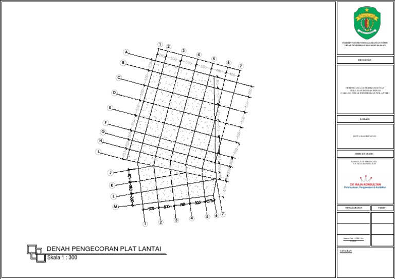 Denah Pengecoran Plat Lantai: Skala 1: 300 | PDF