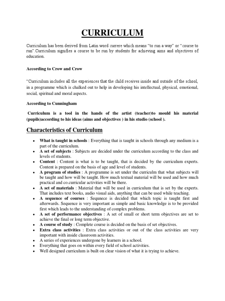 CURRICULUM | PDF | Curriculum | Learning
