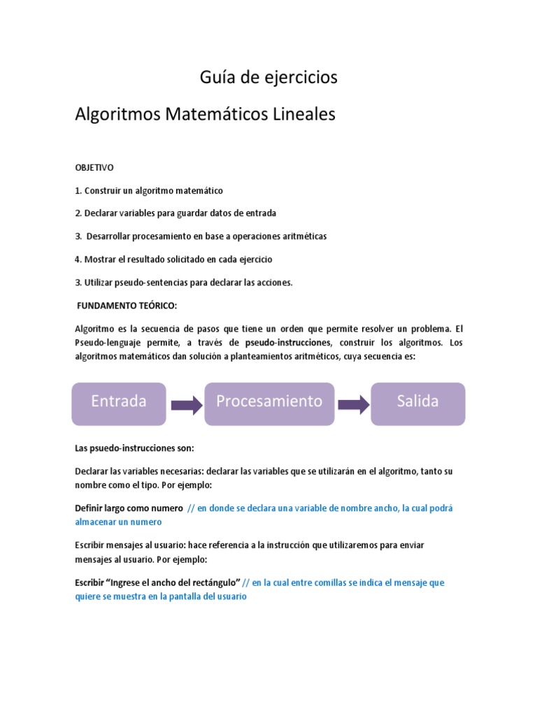 Guía de ejercicios-Algoritmos | PDF | Algoritmos | Interés