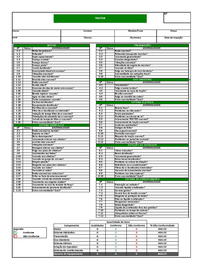 Check-List-Trator - 1 | PDF | Máquinas | Propulsão