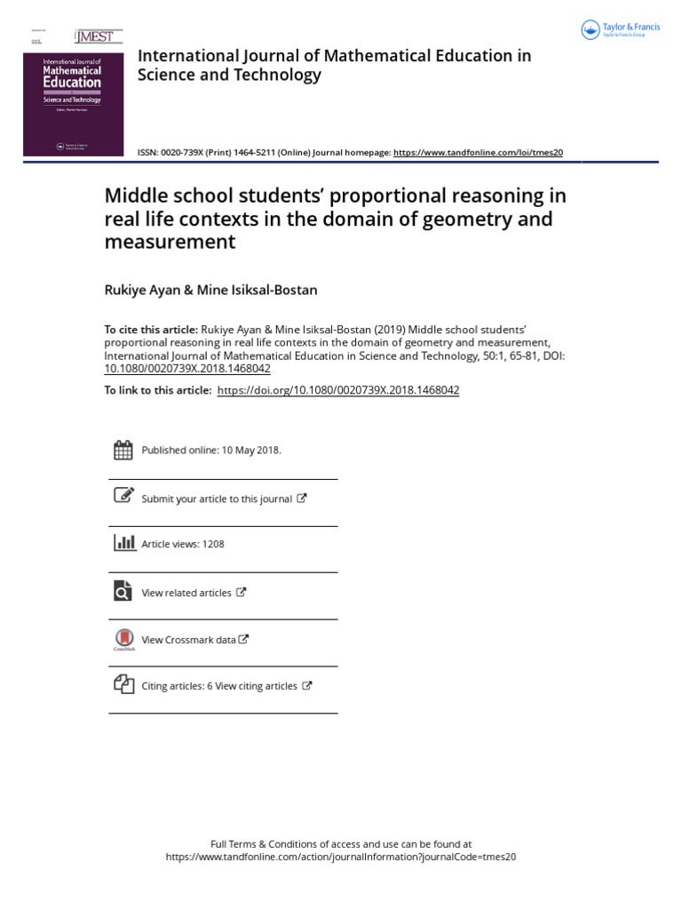 Middle School Proportional Reasoning Study | PDF | Reason | Thought