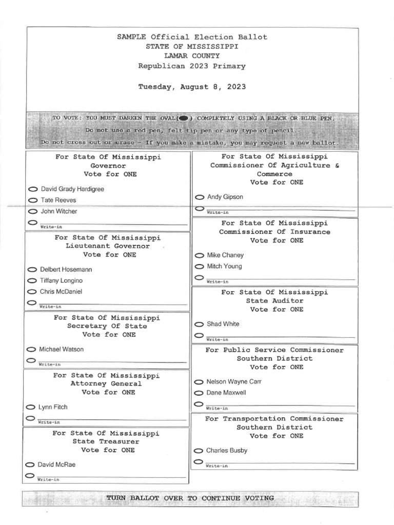 Lamar County - Sample Ballots | PDF