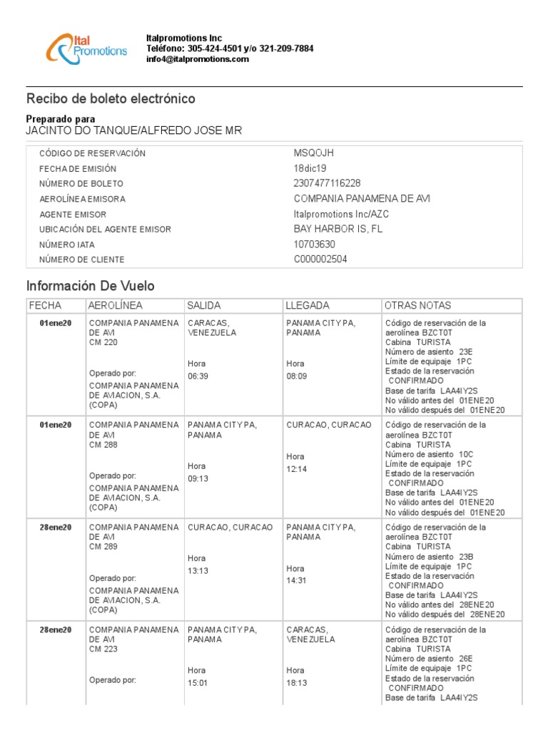 Electronic Ticket Jacinto Do Tanque - CCS Pty Cur 01 Jan 20 + Cur Pty ...