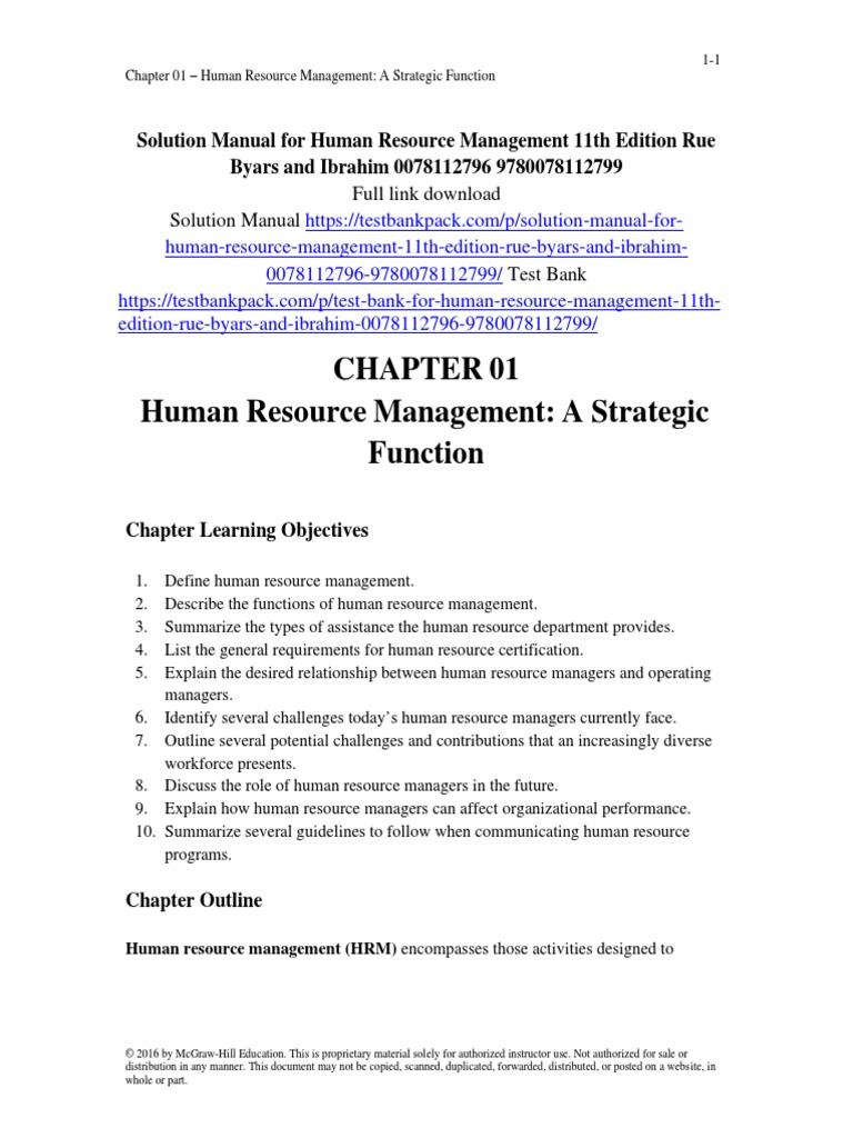 Solution Manual for Human Resource Management 11th Edition Rue Byars ...