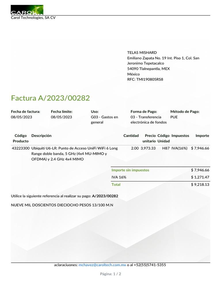 Invoice A 2023 00282 | PDF | Factura