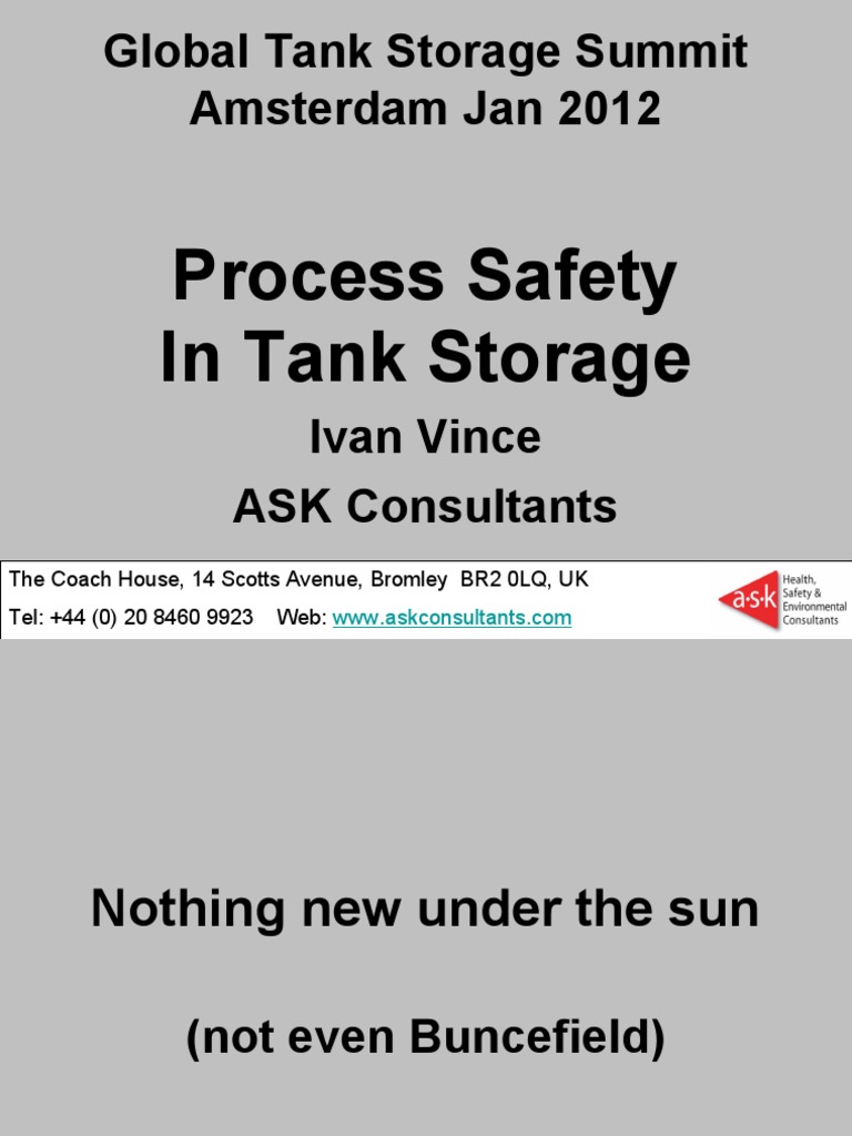 Process Safety in Tank Storage | PDF | Combustion | Explosion