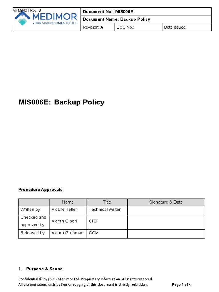 MIS006E + Word + Backup Policy | PDF | Backup | Computer Science