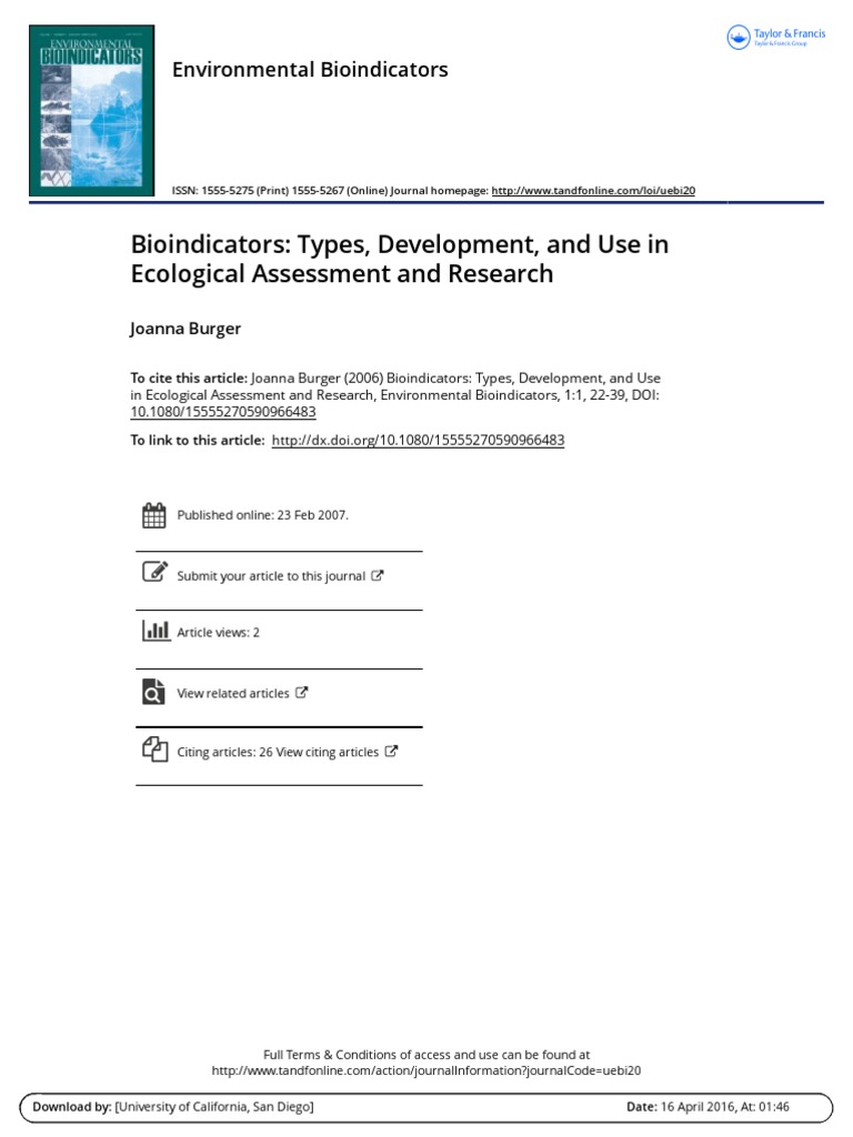Bioindicators Types, Development, and Use in | PDF