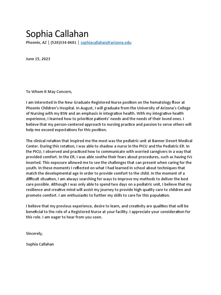 Callahan Pchcoverletter | PDF