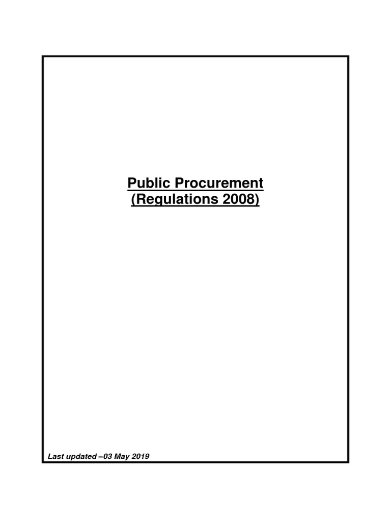 Public Procurement Regulations 2008 | PDF