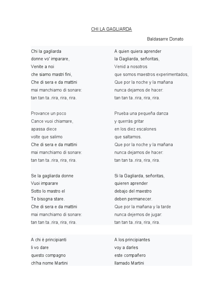Chi la gagliarda, Donato | PDF