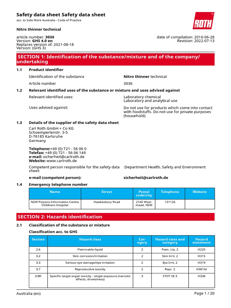 Nitro Thinner SDS | PDF