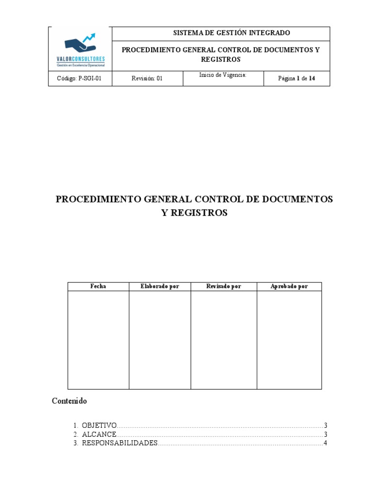 1. P-SGI-01 Control de Documentos y Registros Rev. 01 | PDF | Archivo de computadora | Auditoría