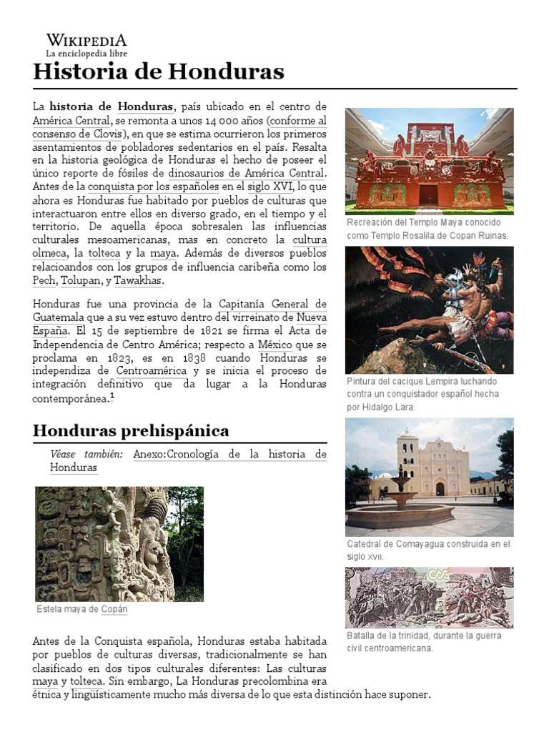 Historia de Honduras 198 - Wikipedia, La Enciclopedia Libre | PDF | Honduras | Centroamérica