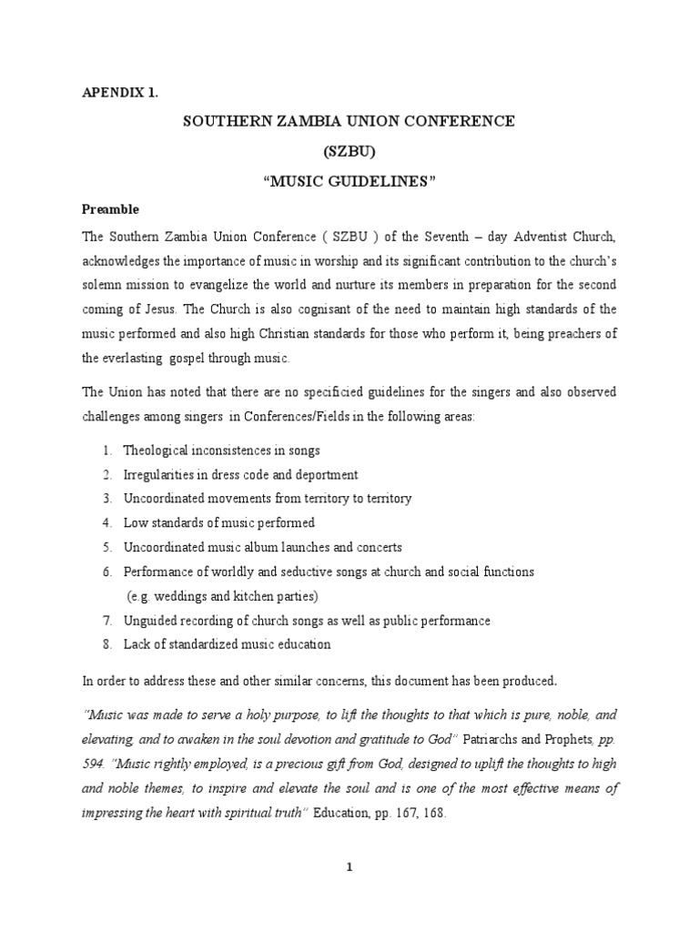 Music Guidelines Edited 1. | PDF