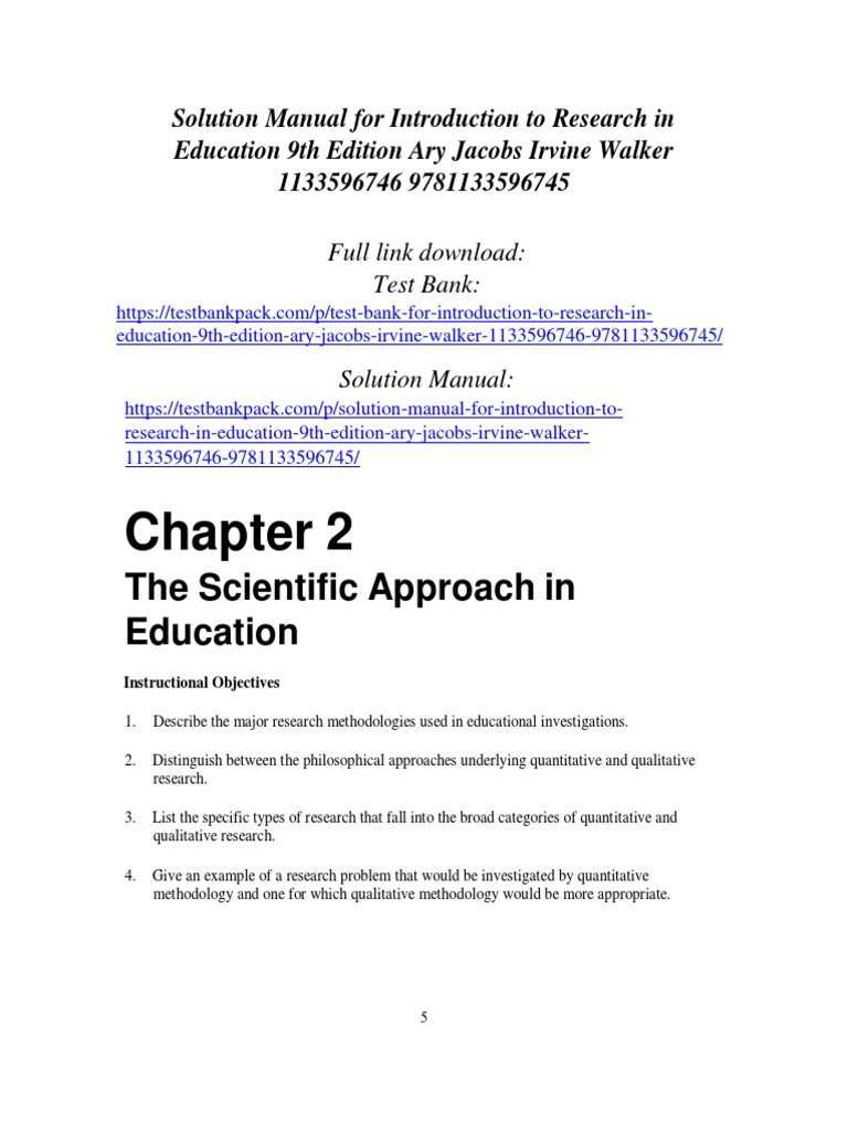 Solution Manual For Introduction To Research in Education 9th Edition ...