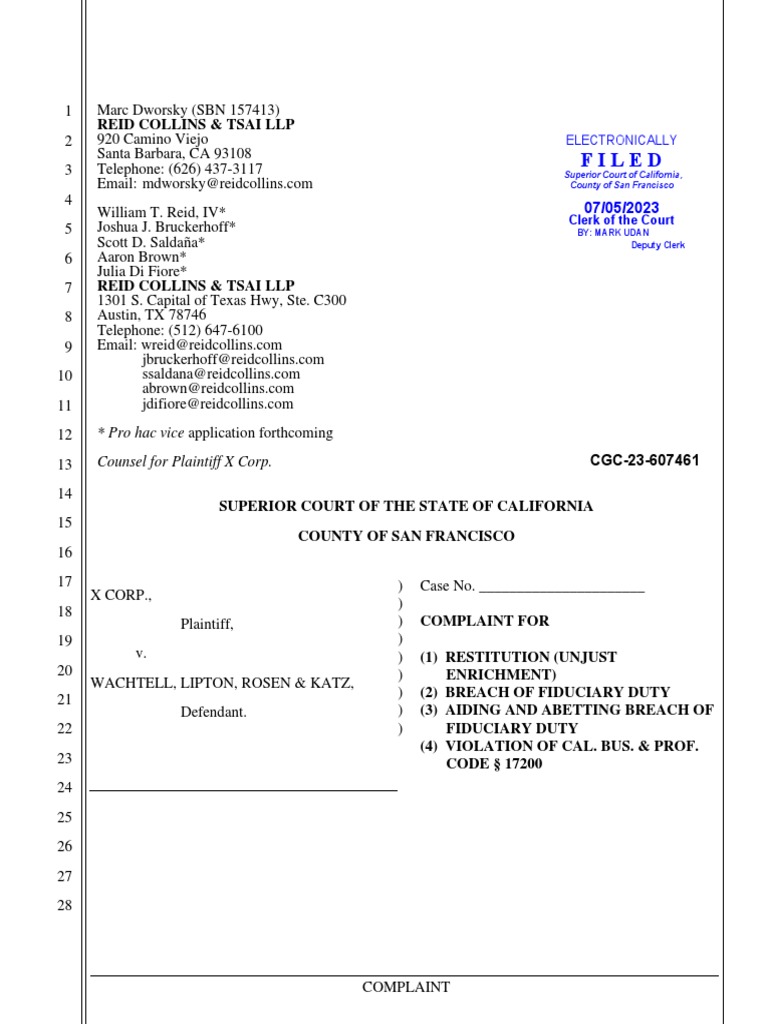 X Corp. v. Wachtell | PDF