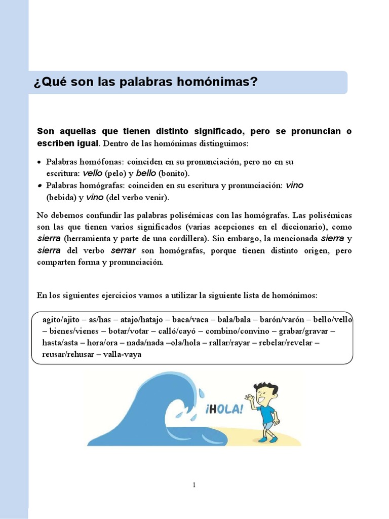 Actividad Palabras Homonimas | PDF