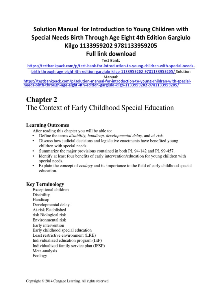 Solution Manual For Introduction To Young Children With Special Needs ...