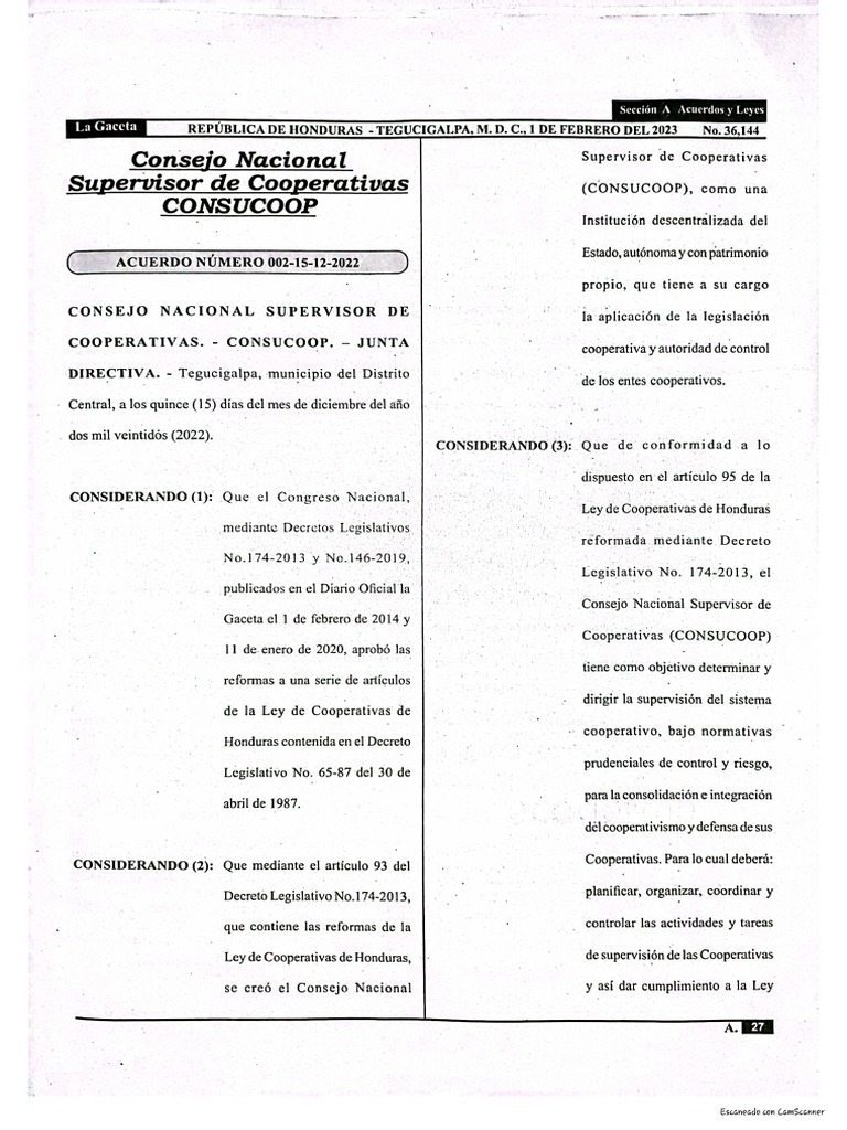 Acuerdo Numero 002 15 12 2022 | PDF