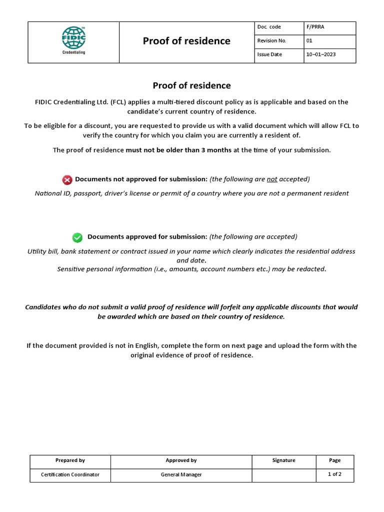 Proof of Residence Submission Guidelines | PDF | Authentication ...