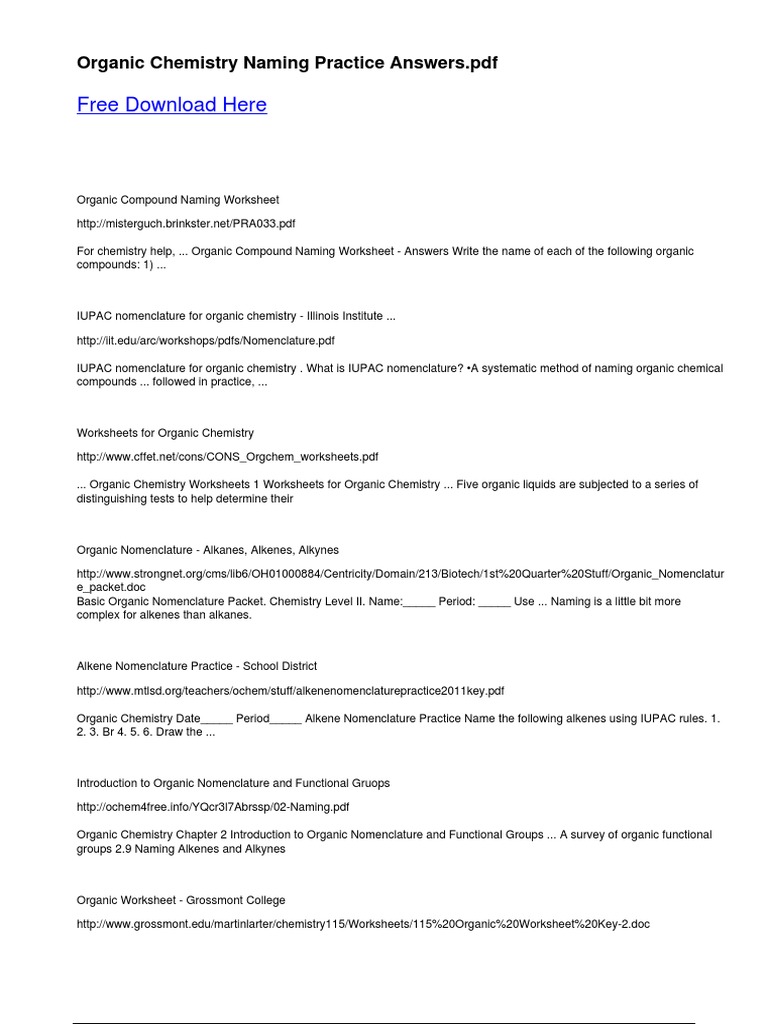 Dokumen - Tips - Organic Chemistry Naming Practice ...